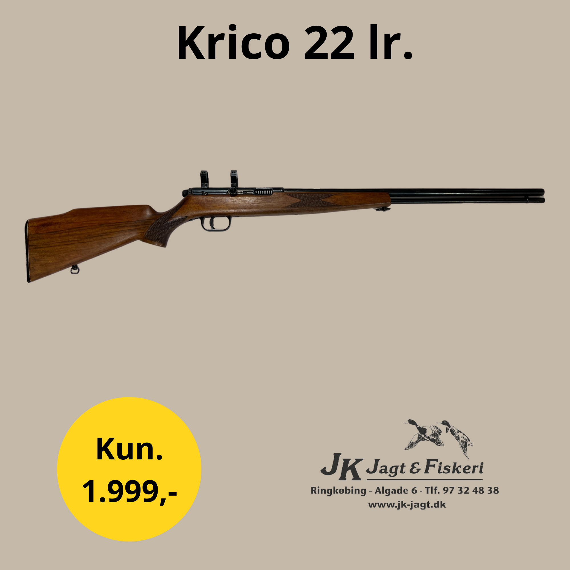 Krico Halvautomat 22 lr. Brugt – JK Jagt & Fiskeri